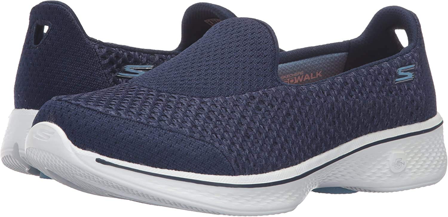Skechers Performance Women's Go Walk 4 Kindle Slip-On Walking Shoe, Navy/White, 9.5 Wide
