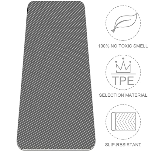 Yoga Mat, Yoga Mats for Home Workout, Workout Mat, Exercise Mats, Pilates Mat, Stripes Classic Grey Pattern