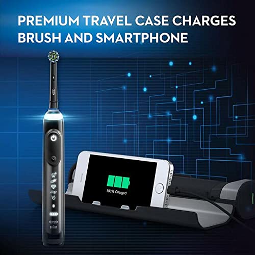 Oral-B Genius 8000 Rechargeable Electric Toothbrush, Long-Lasting Battery, 6 Brushing Modes, Visible Pressure Sensor, ADA Accepted, Travel Case Charges Brush and Smartphone, Bluetooth Connectivity