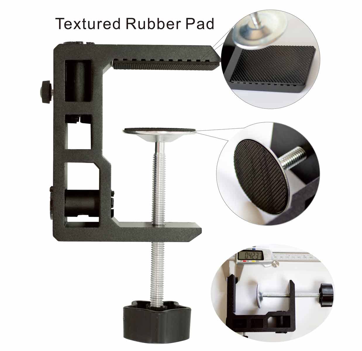 Replacement Heavy Duty C Clamp for 1/2” Base Magnifying Lamp,XINME Desk Lamp,Swing Arm Lamp,Phone Mount,I pad Mount,Tablet Holder,Mic Holder (G2 BLACK)