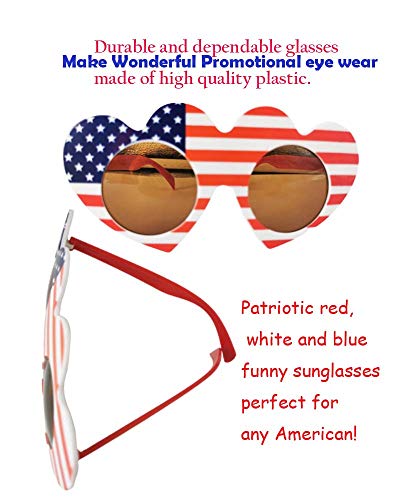 TD.IVES12 Pack American Flag Glasses USA Patriotic Party Sunglasses Masks Cool Shaped Plastic Eyewear for Party Props