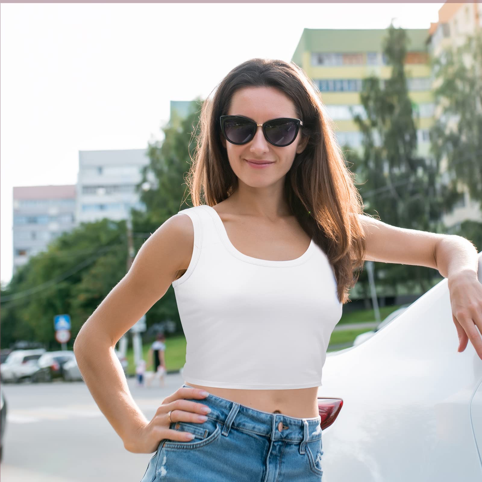 URATOT 6 Pieces Basic Crop Tank Tops Sleeveless Athletic Sport Top Workout Cotton Top Yoga Running Top for Women
