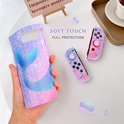 TCJJ Mermaid Hard Carrying Case for Nintendo Switch-Purple Portable Travel Case with Soft TPU Protective Case Cover Compatible with Nintendo Switch for Girls