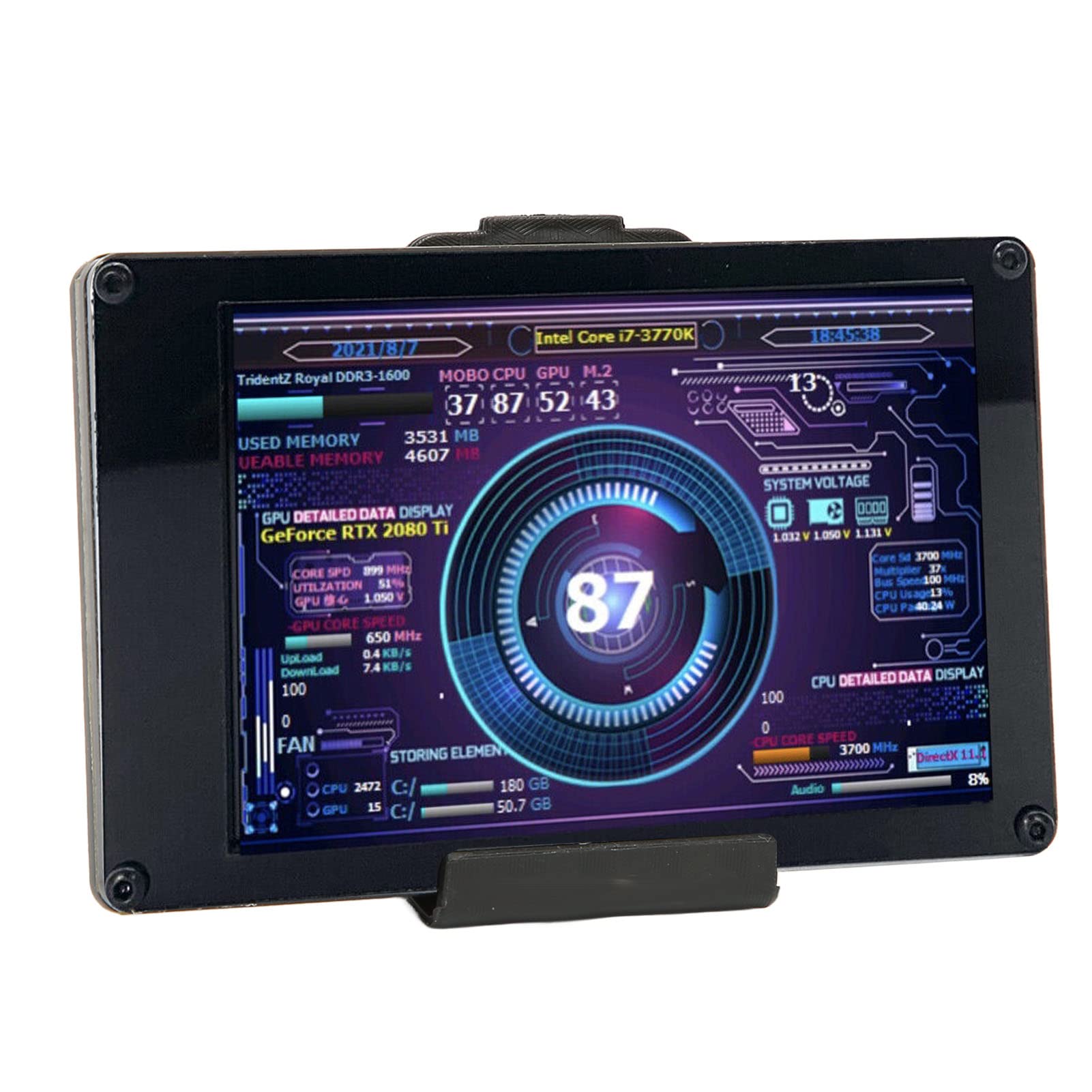 Zunate 3.5 Inch IPS USB Mini Screen, PC CPU HDD Data Monitor, AIDA64 Computer Temperature Display USB C Sub Screen for PC Computer Case