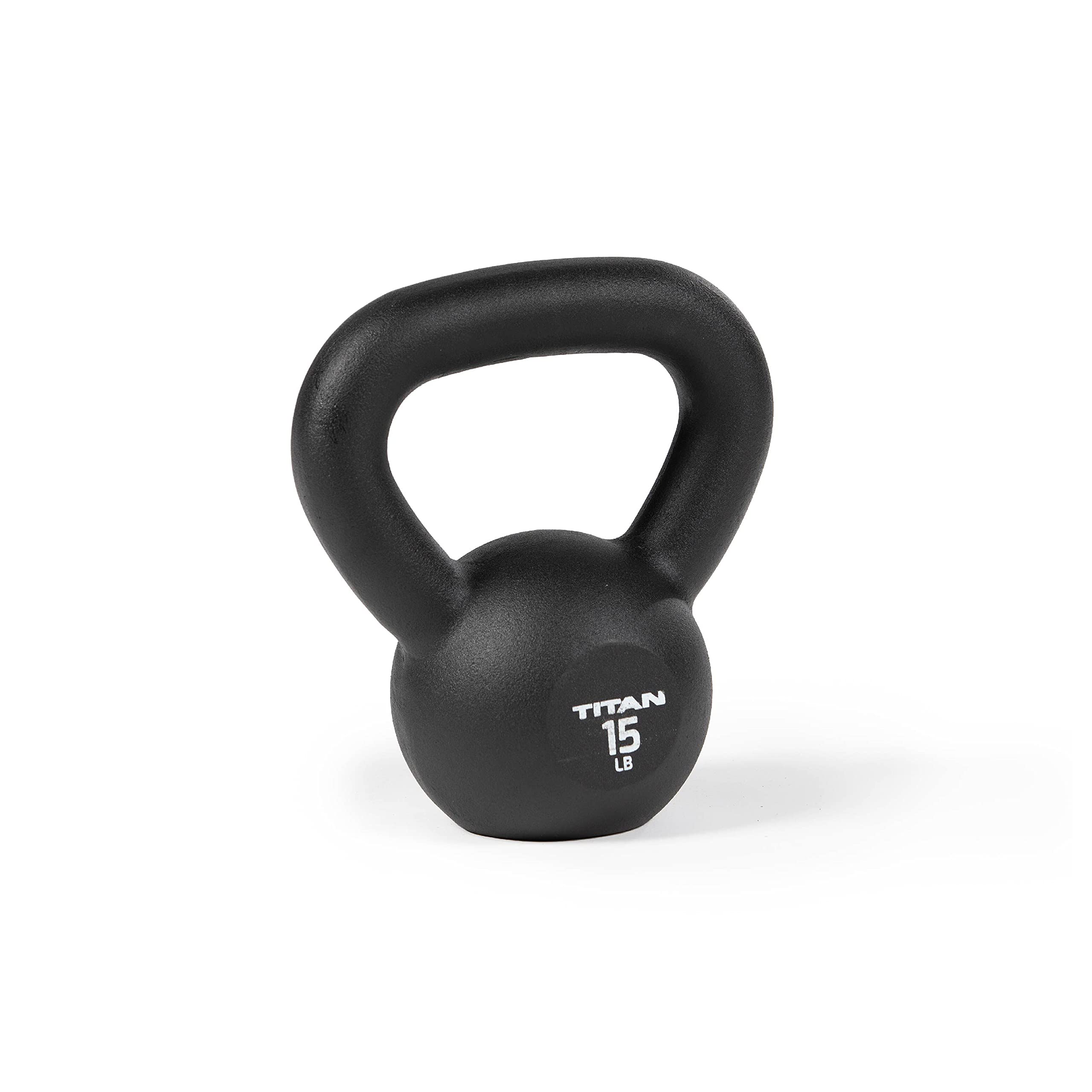 Titan Fitness 15 LB Cast Iron Kettlebell, Single Piece Casting, LB Markings, Full Body Workout