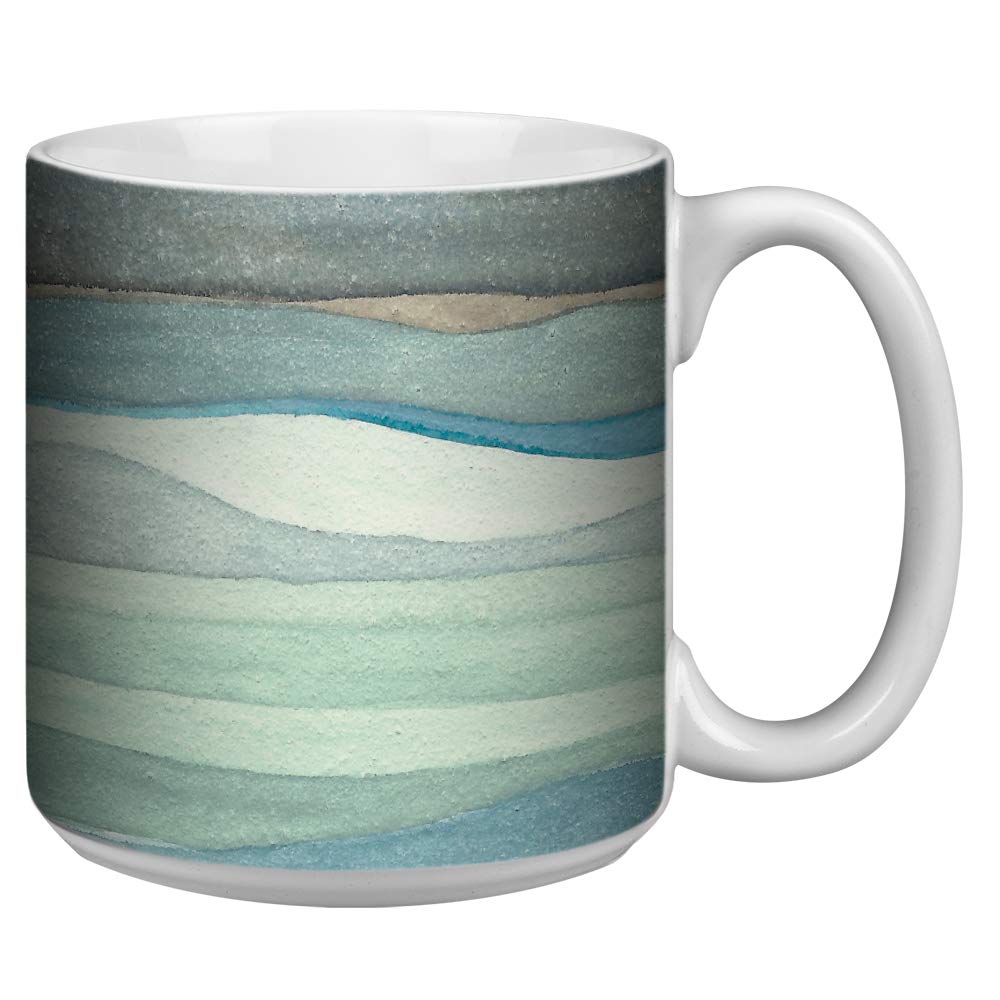 Tree-Free Greetings Extra Large 20-Ounce Ceramic Coffee Mug, Watercolor Waves Themed Shell Rummel Art