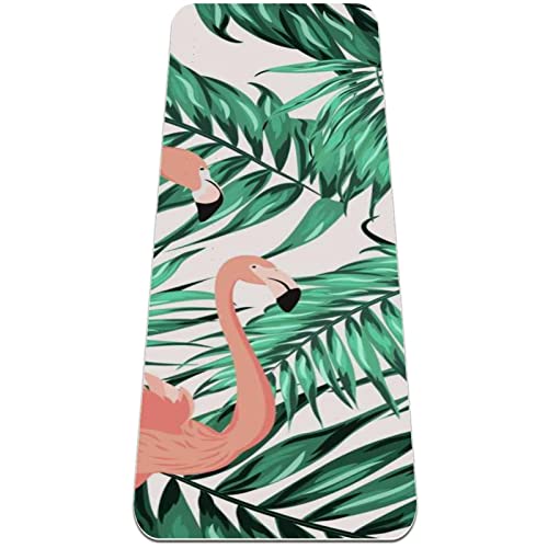 Yoga Mat, Yoga Mats for Home Workout, Workout Mat, Exercise Mats, Pilates Mat, flamingo leaves tropical plants pattern