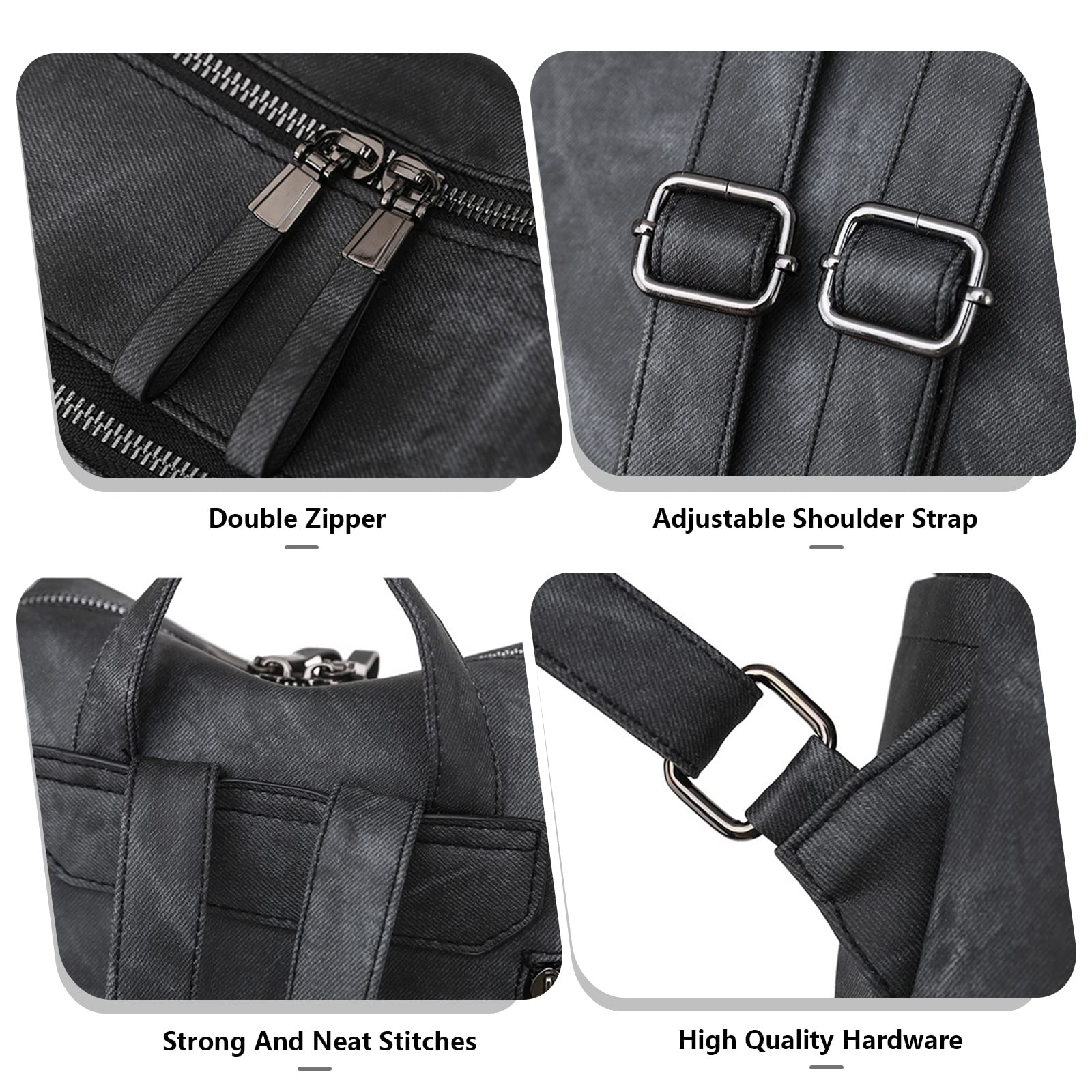 Osunnus Leather Backpack Purse for Women Vintage Fashion Travel Backpack Shoulder Bag, Black