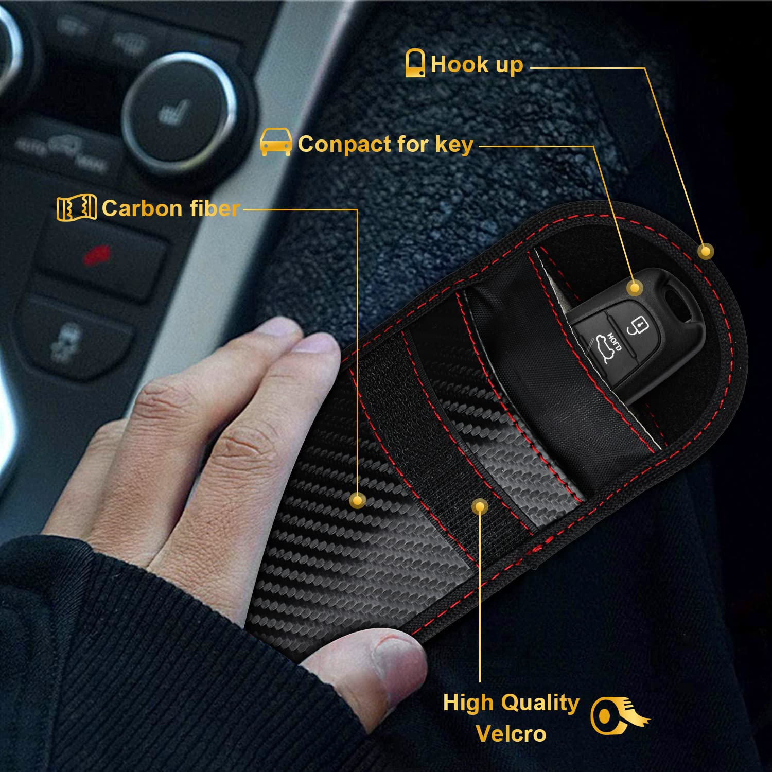 Ouzorp Faraday Bag, 2 Pack Faraday Key fob Protector, Signal Blocking Faraday Bag for Key Fob