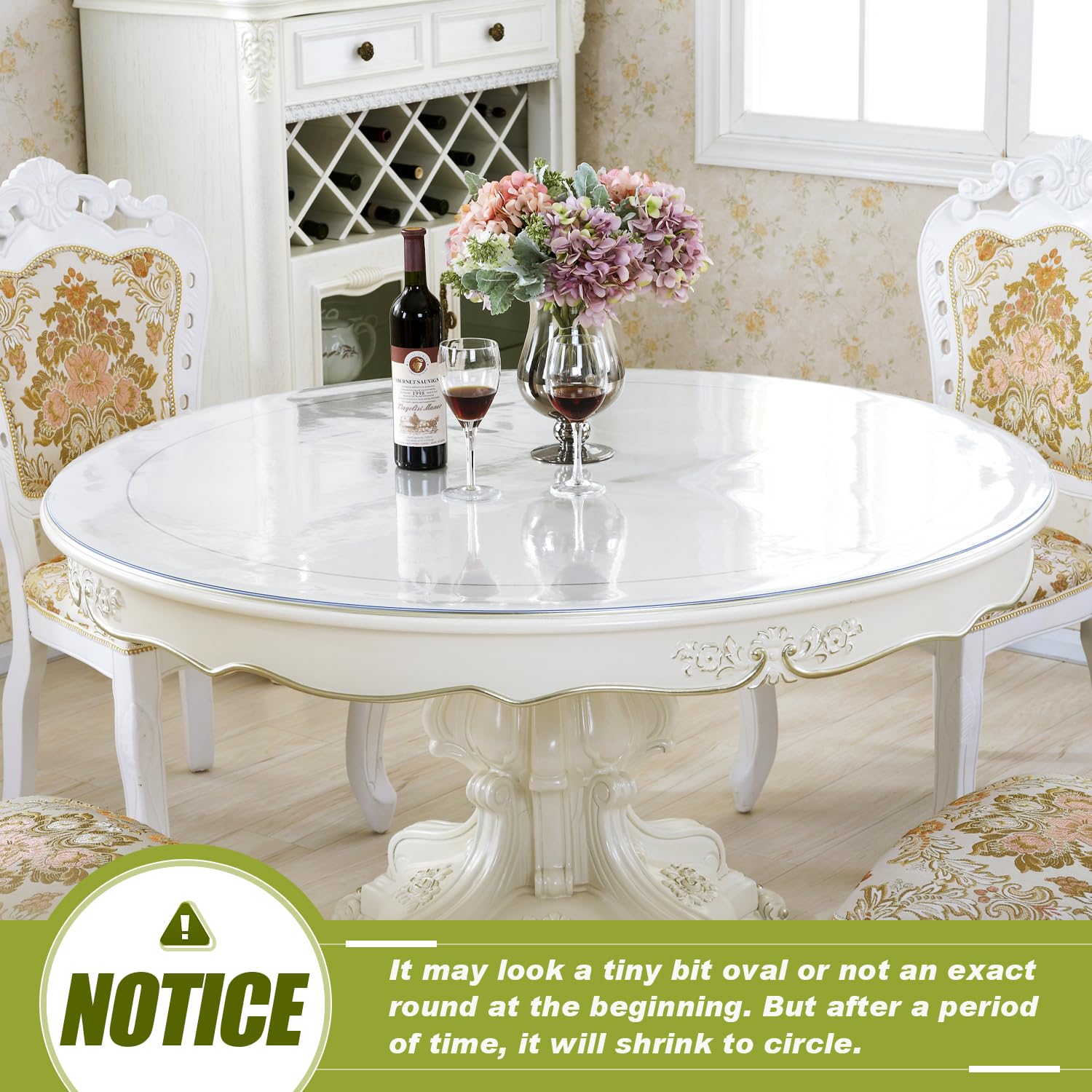 OstepDecor Clear Round Table Protector 40 Inches 1.5mm Thick Round Clear Table Cover Protector, Round Plastic Table Protector for Dining Room Table, Waterproof PVC Circle Table Pad