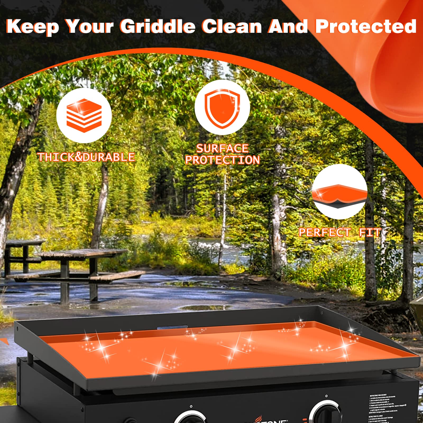 Parutta 36" Silicone Griddle Mat for Blackstone Grill, Heavy Duty Food Grade Grill Mat Come with 2-Pack Grease Cup Liners, Protective Cover Mat for Blackstone 36 Inch Griddle