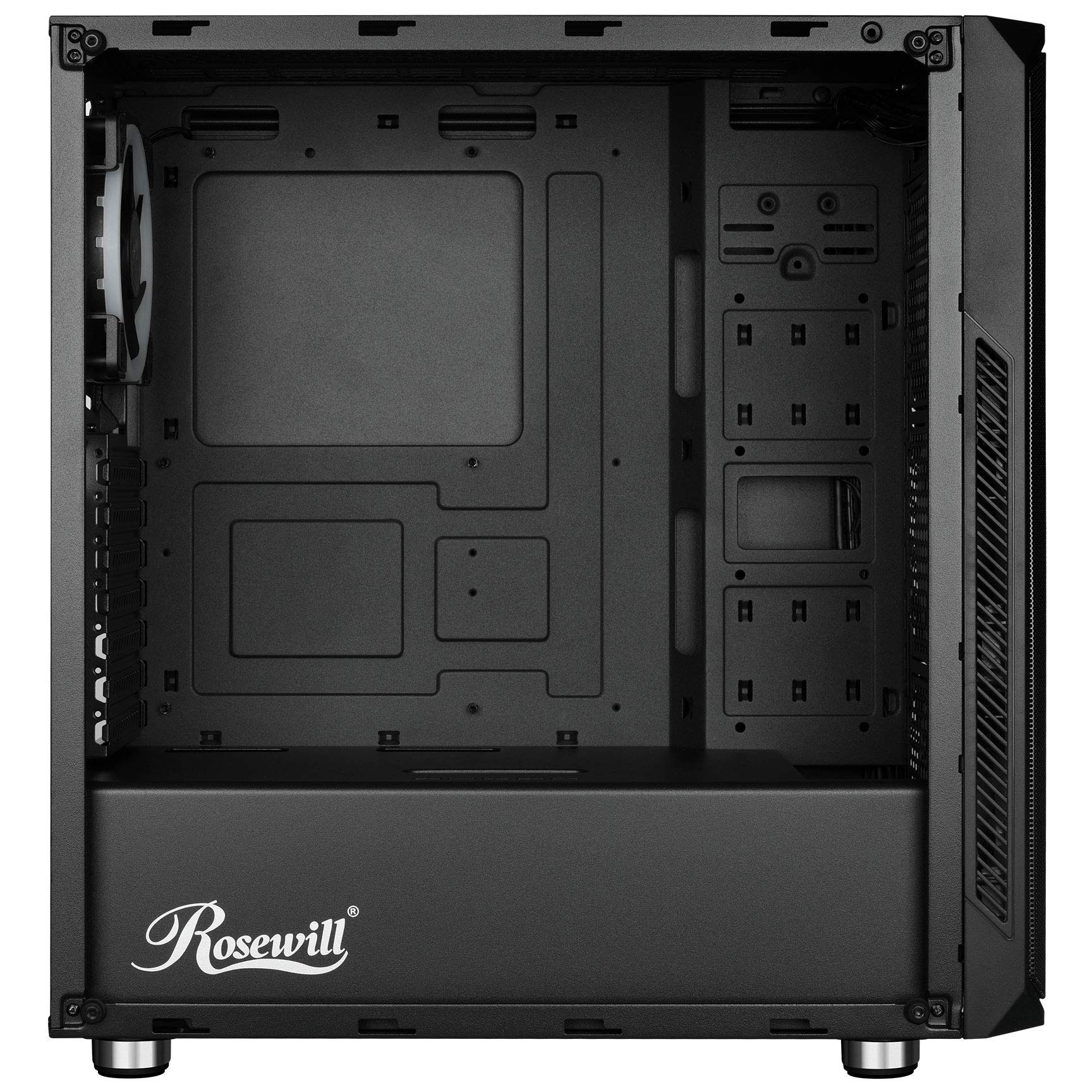 Rosewill ATX Mid Tower Gaming PC Computer Case, Dual Ring RGB LED Fans, 360mm & 240mm Liquid Cooling Radiator Support, Tempered Glass/Steel/Mesh, Great Cable Management/Airflow - Spectra D100