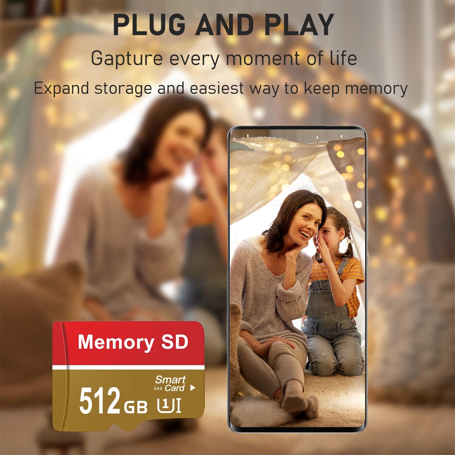 SD Card 512GB High Speed SD Memory Card Mini Memoria SD Waterproof TF Card Large Capacity 512GB Memory Cards for Smartphones, Camera, Game Console, Tablet (512gb)