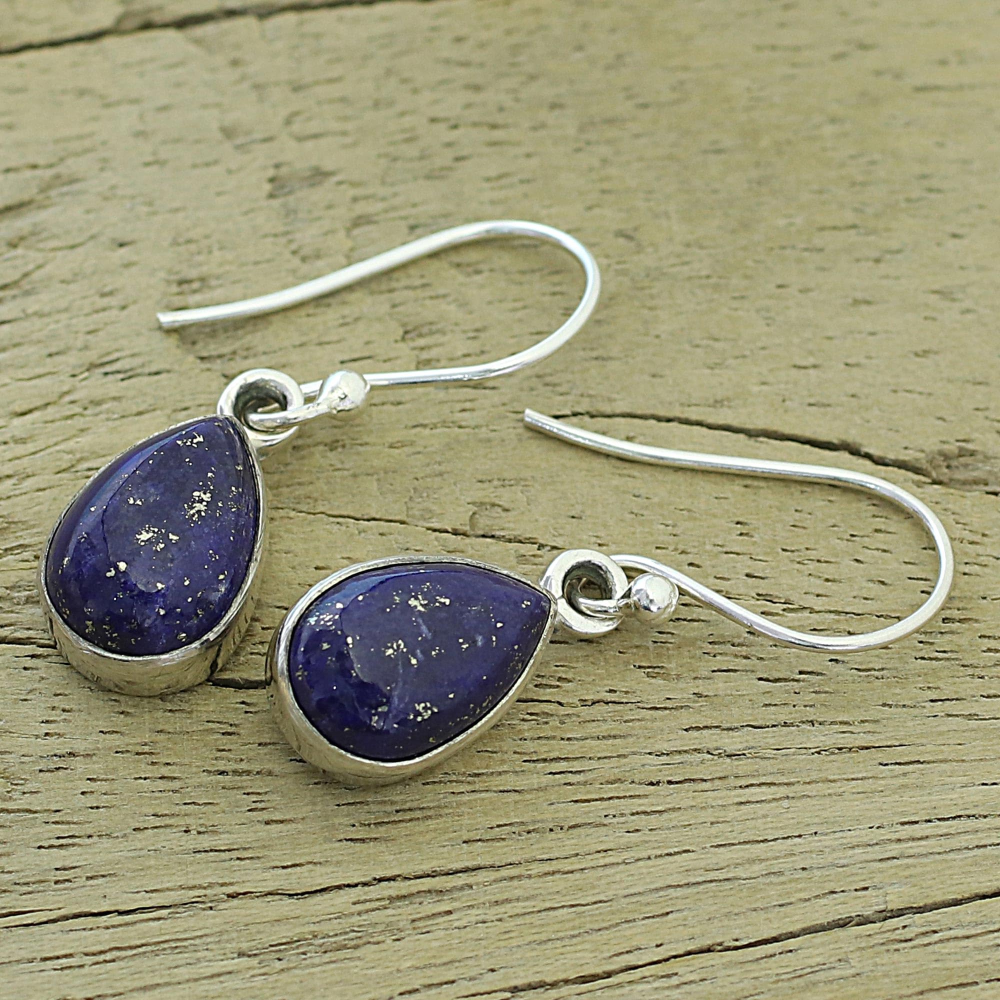 NOVICA Artisan Handcrafted Lapis Lazuli Dangle Earrings | .925 Sterling Silver Hook Earrings | Handmade Dangle Earring | Jewelry Dangle Earring | Artisan Earrings | Blue Birthstone Themed Earrings