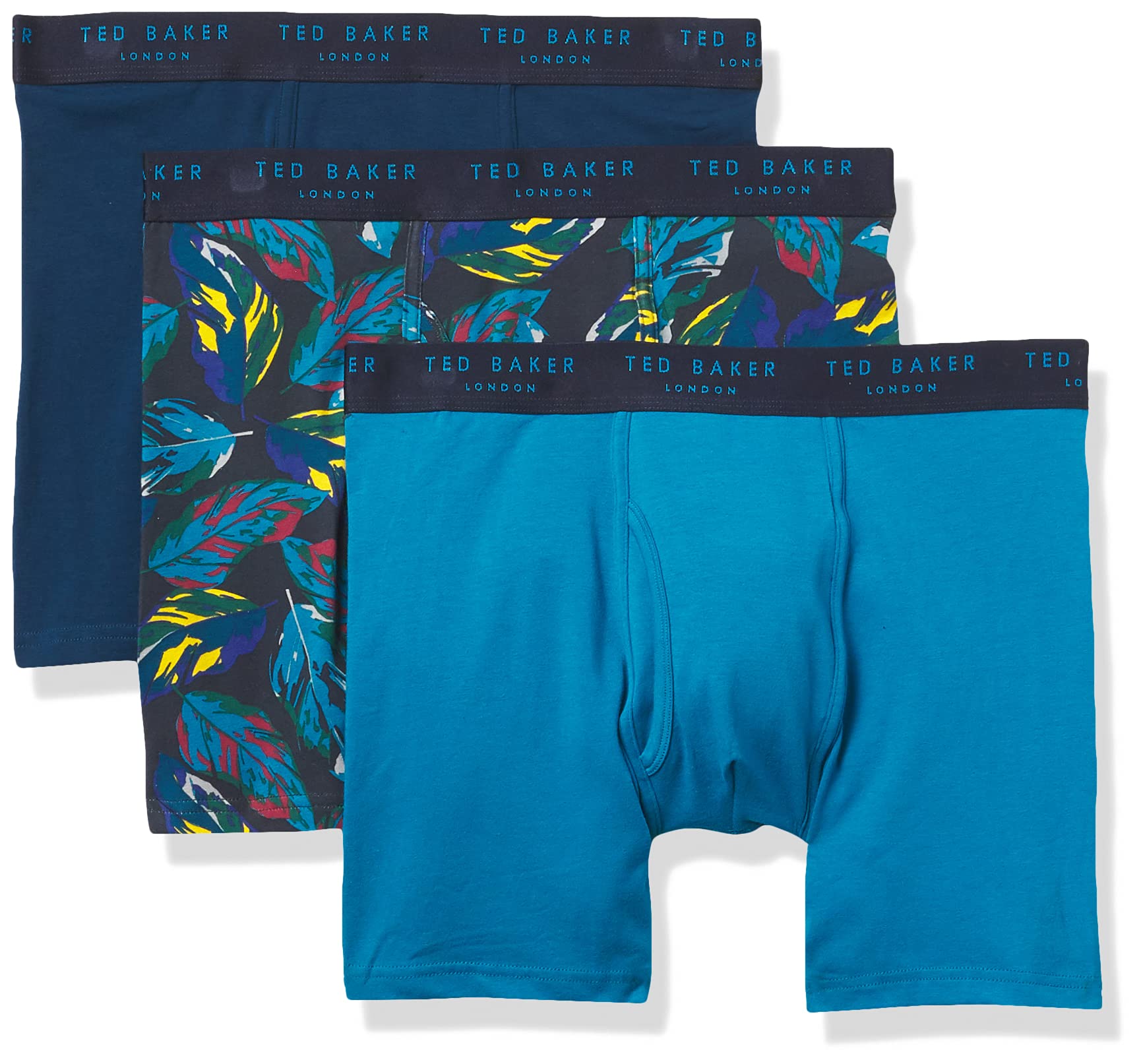 Ted Baker Men's Underwear Stretch Cotton Boxer Briefs, 3 Pack, Sky Captain/Sail/Cry, Large