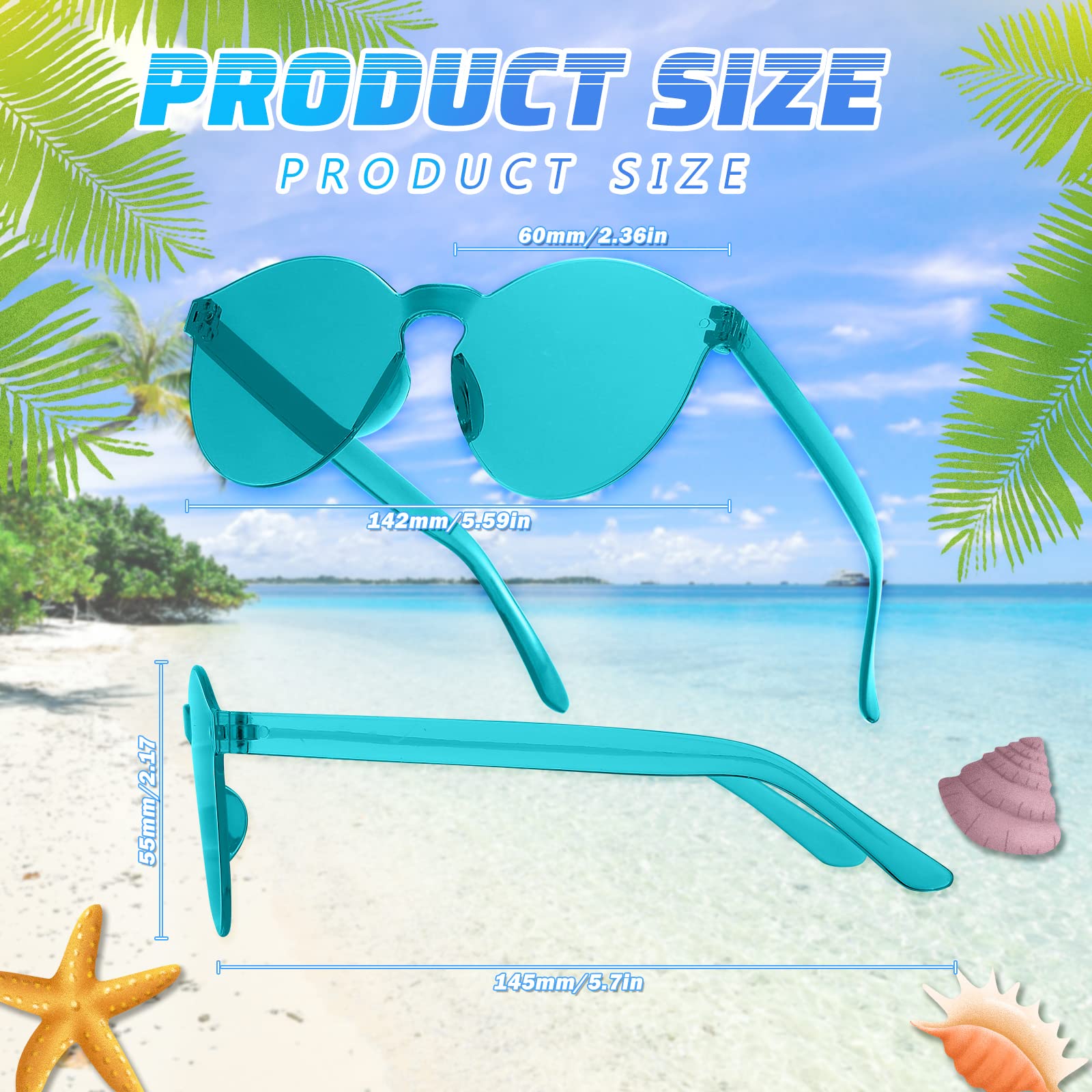 RTBOFY 10 Pairs Rimless Round Party Sunglasses Colored Glasses Transparent Round Retro Sunglasses Halloween Sunglasses…