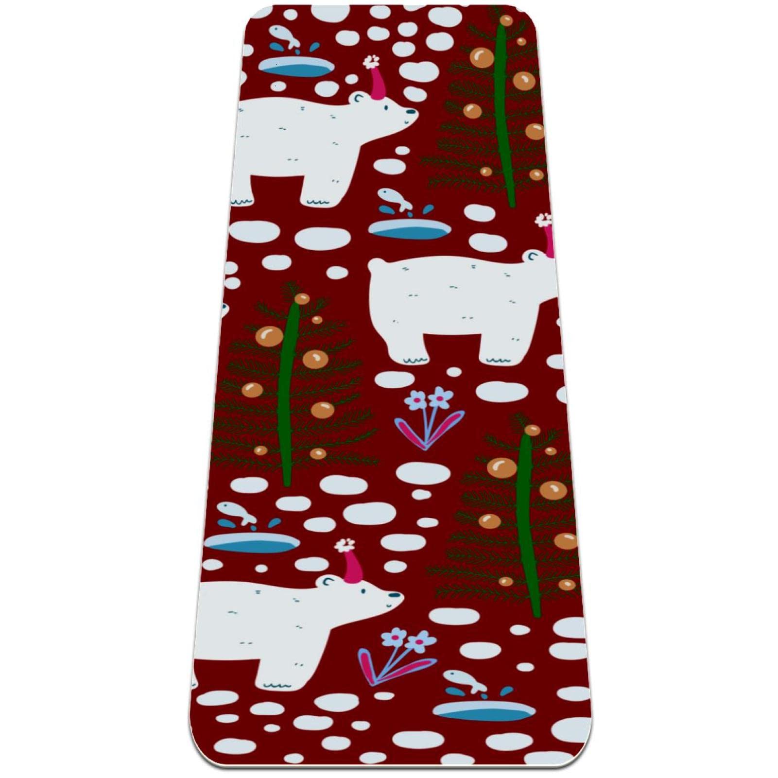 Yoga Mat, Yoga Mats for Home Workout, Workout Mat, Exercise Mats, Pilates Mat, Winter Bear Tree Flower