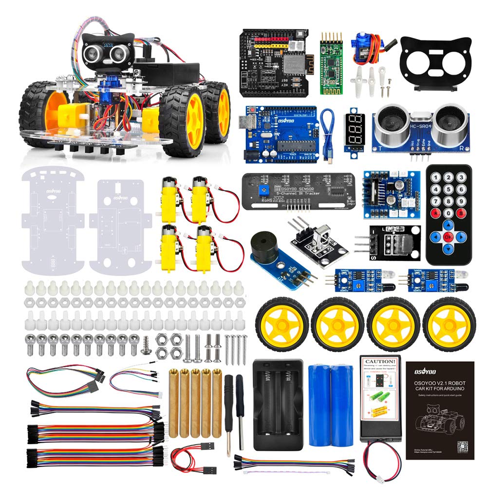 OSOYOO V2.1 Smart IOT Robot Car Kit for Arduino - Early STEM Education for Beginner Teenage and Kid β Learn Circuit, Sensor - Get Hands-on Experience on Programming, Electronics Assembling, Robotics