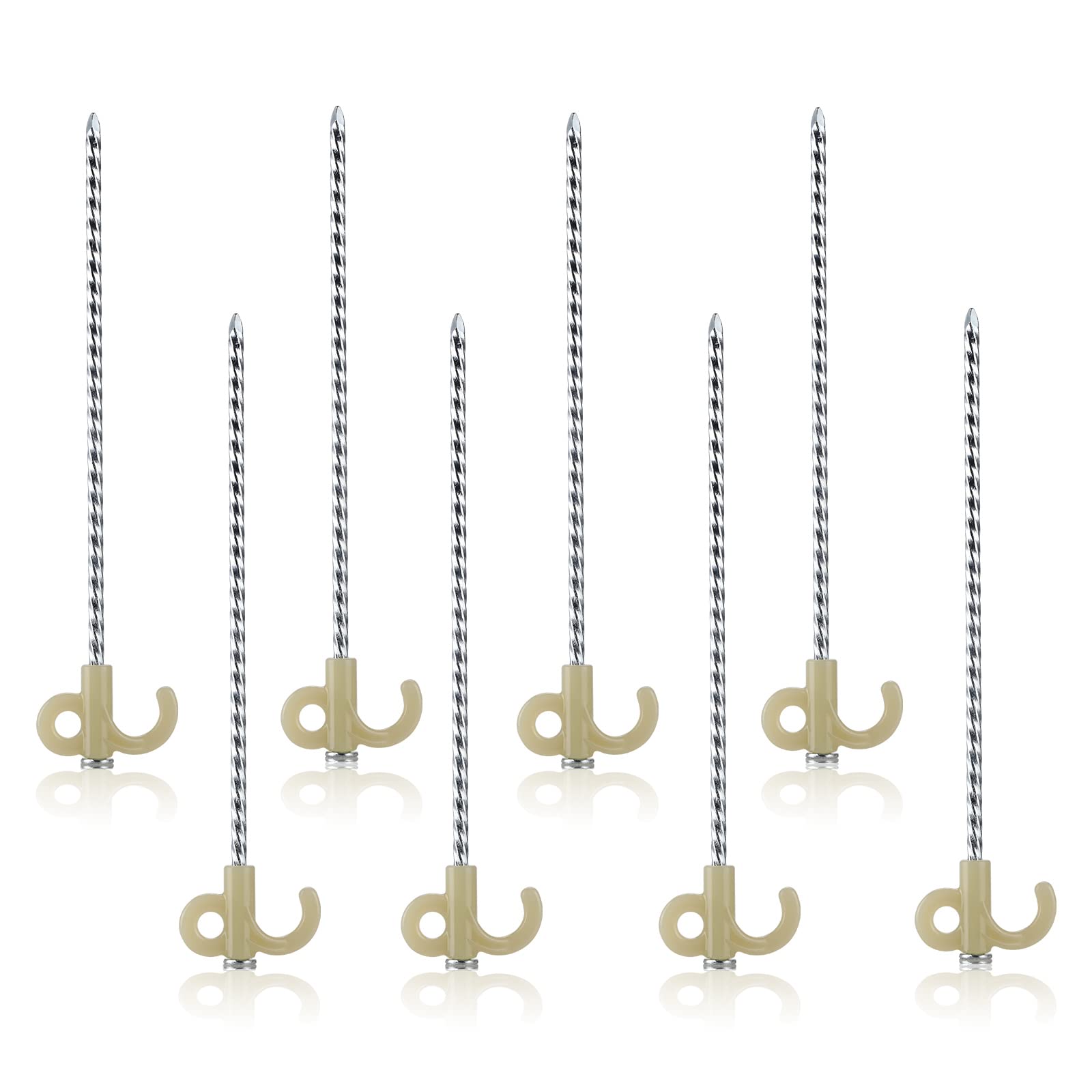 Tent Pegs 8pc-Pack, Luminous Head + Extra Canvas Carry Bag 10-in Multipurpose Heavy Duty Steel Tent Pile Tarp Pile Outdoor Camping Accessories (8)