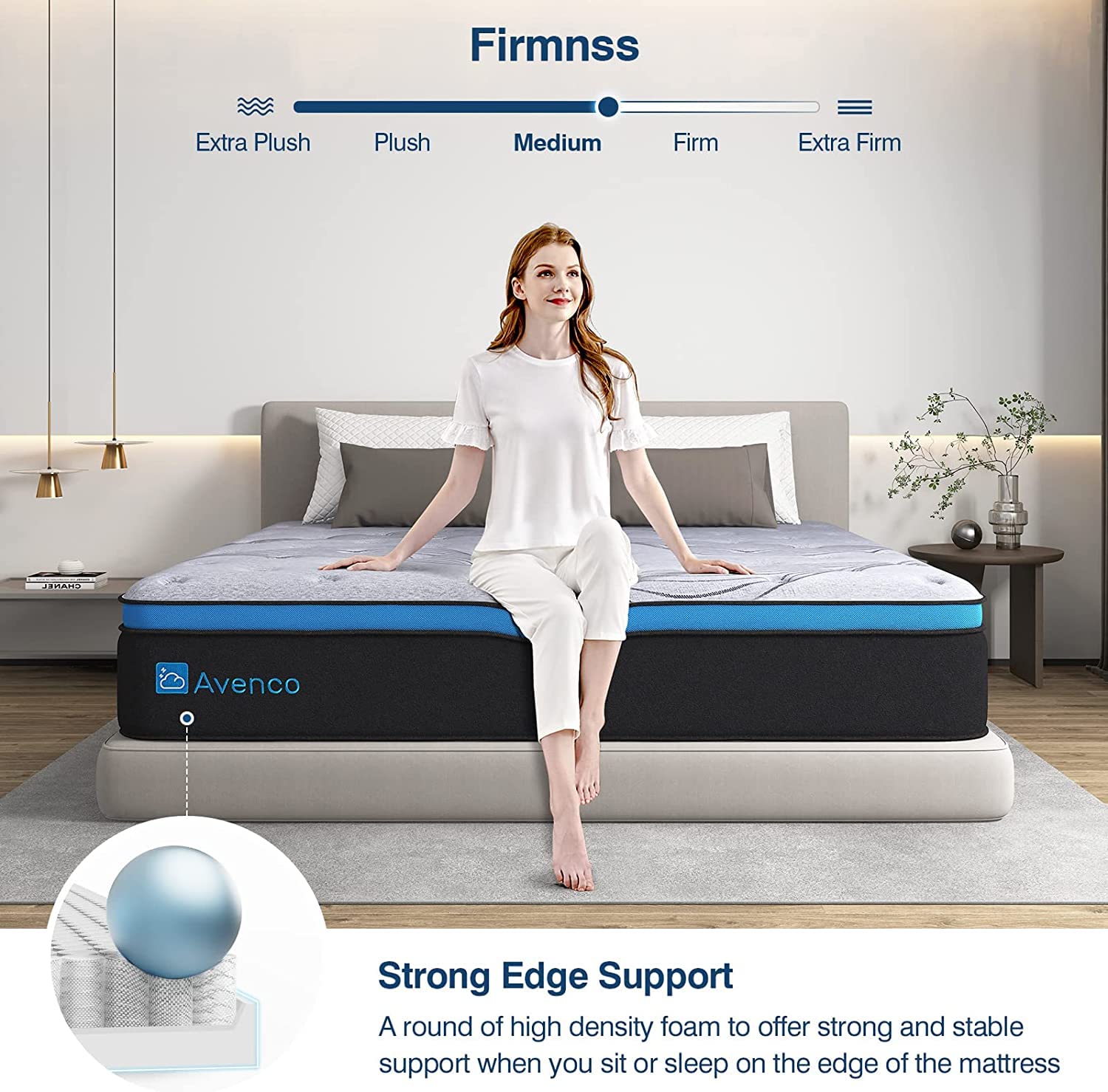 Queen Mattress, Avenco Queen Size Mattress Medium Firm, 12 Inch Hybrid Queen Mattress in a Box, Gel Memory Foam with Pocket Spring for Motion Isolation, Edge Support, CertiPUR-US & ISPA