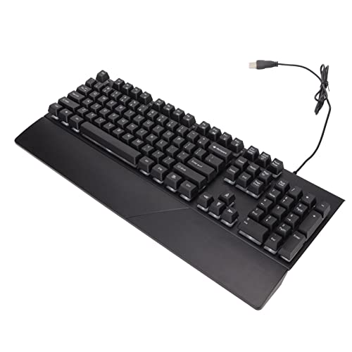Zyyini Gaming Keyboard, GK60 104 Keys RGB Mechanical Feel Keyboard with Wrist Rest, Good Resilience Keycap, USB Waterproof Keyboard for PC Computer Gaming Office(GK60 Keyway Black)
