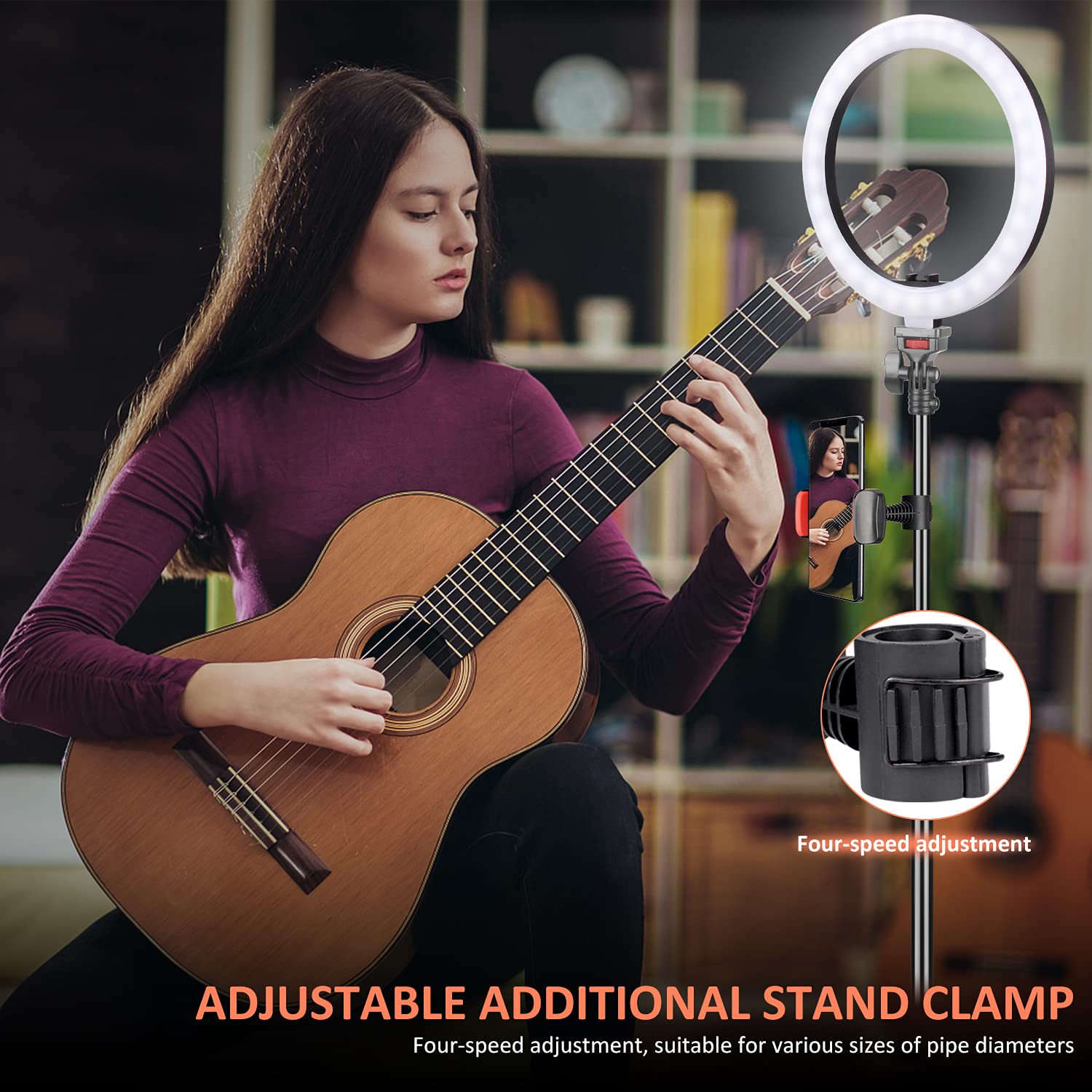 Selfie Ring Light with Tripod Stand & Phone Tripod Holder, 10.2 inch UEGOGO 3 Modes LED Ring Light & Selfie Stick for Makeup/Photography/Live Streaming/YouTube TikTok, Compatible with iPhone/Android