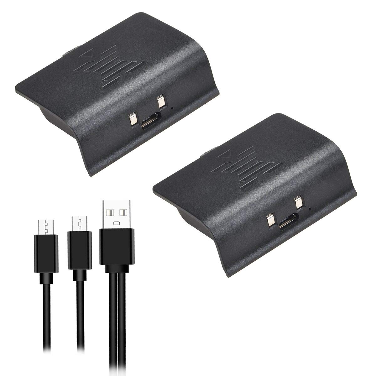 Tectra Rechargeable Battery Pack for Xbox One, 2X 1100mAH Controller Battery for Xbox One/One S/One X/Elite with 2 in 1 Micro USB Charging Cable