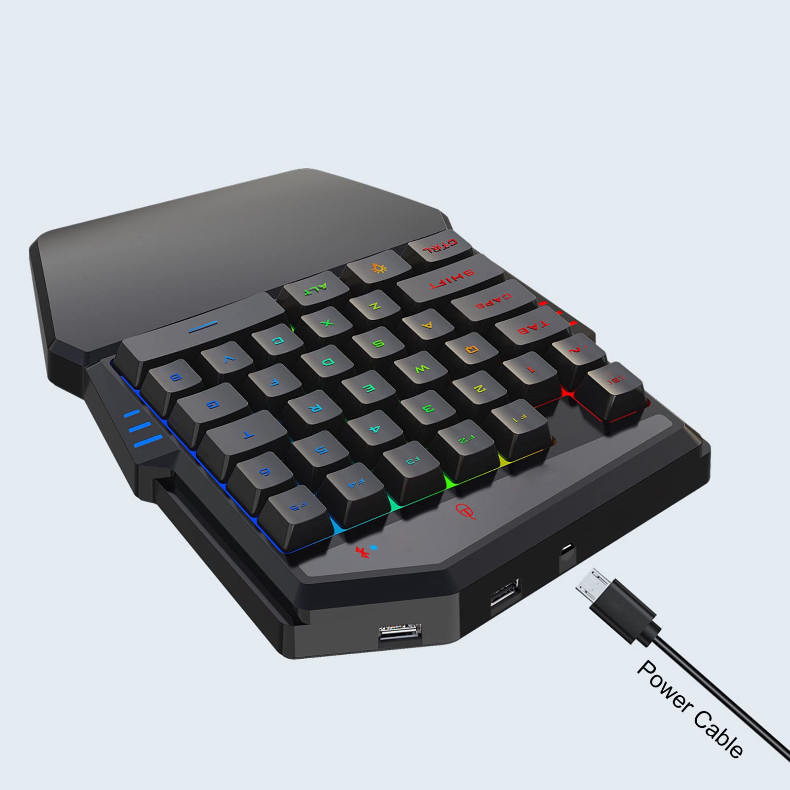 Zyyini One Hand Gaming Keyboard Mouse for Android, 35 Keys, RGB Backlight, Half Keyboard Mouse Combo, USB, Suitable for Mobile Phones Tablets