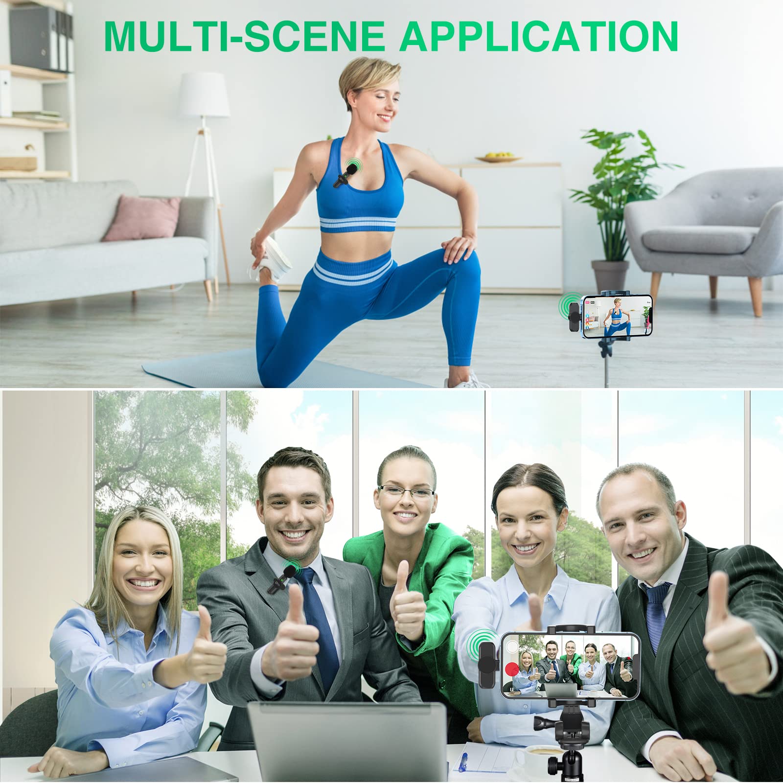 Wireless Lavalier Microphone for iPhone iPad Android, Plug-Play,QTREE Reverberation Auto-Sync Lapel Micophone for Vlog Recording,YouTube,TikTok,Facebook Live Stream(1 Mic with Lighting/USB-C Port)