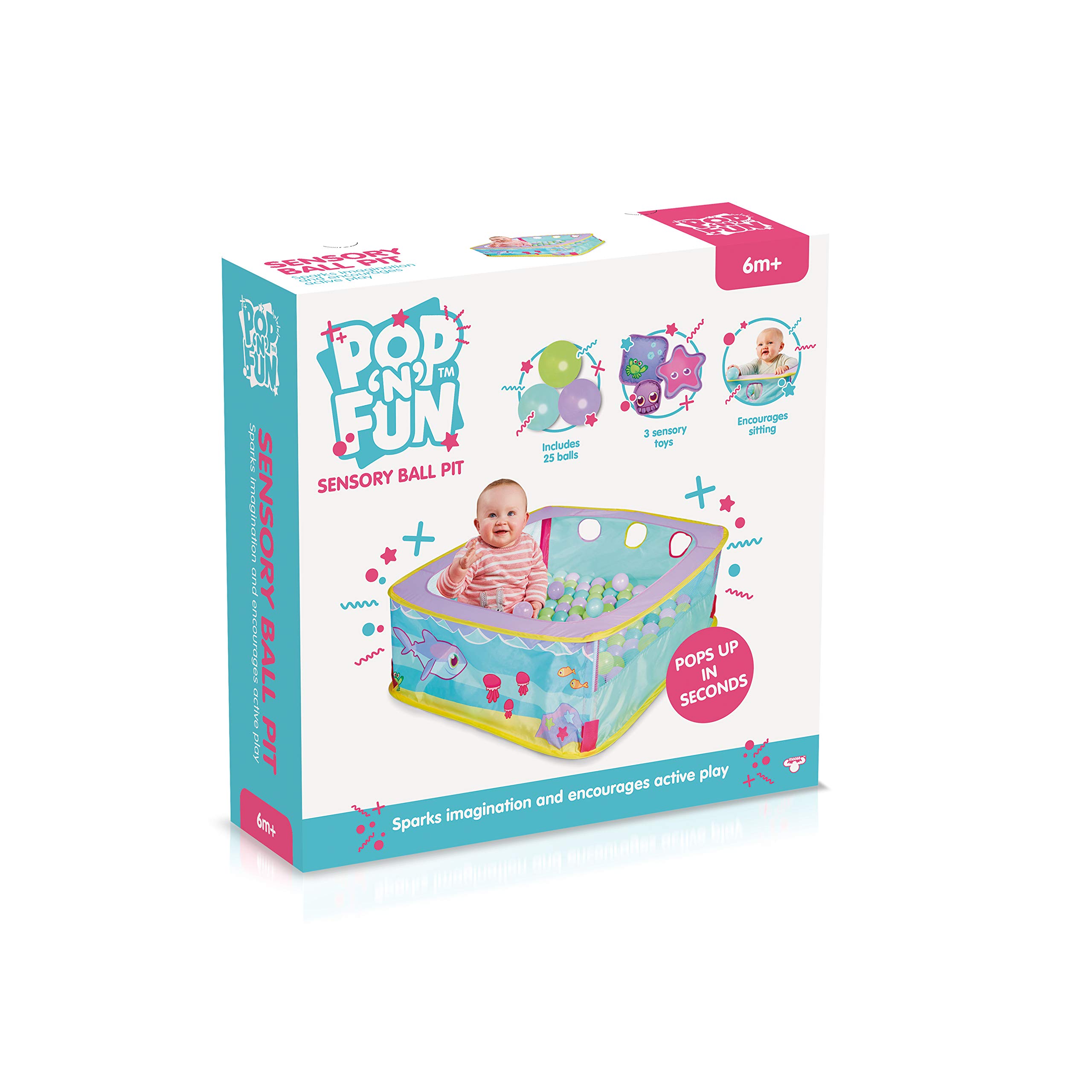 Pop N Fun Sensory Ball Pit - for Ages 6 Months + | Pops Up in Seconds - Creative and Active Play, for Imaginative Kids - Includes 25 Balls