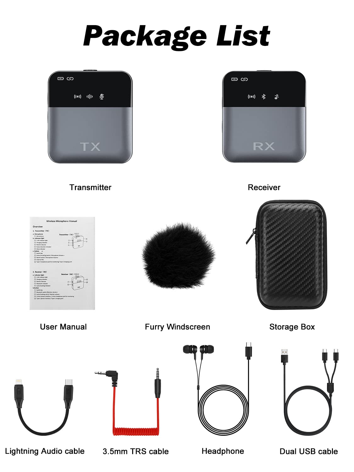 WIREN Wireless Lavalier Microphone System - Plug&Play Lapel Mic with Transmitter & Receiver, Compatible iPhone DSLR Cameras Camcorders Android Phones for Live Stream Zoom Video Recording Interview