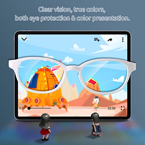 PERFECTSIGHT Blue Light Blocking Glasses for Kids Boys & Girls Frame TR90 Flexible Strap Anti-Eyestrain Headache and UV Age 4-12 (C6115-C4)