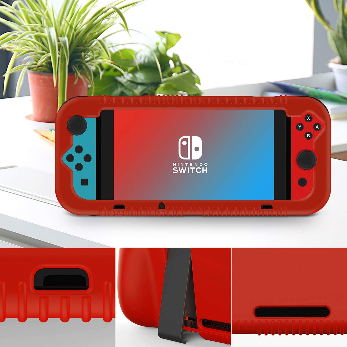 Semeving for Nintendo Switch Case,Soft Protective Case with Ergonomic Grip Design,Shock-Absorption&Anti-Scratch (Red)
