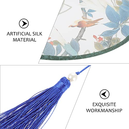 wrtgerht Chinese Round Fan Ancient Hand Fan Translucent Silk Fan Vintage Embroidery Hand Circular Fan Silk Dance Fan Wedding Supplies