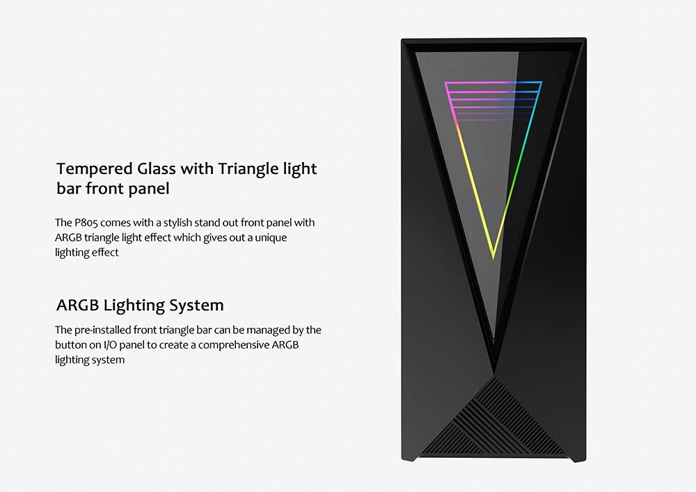 Raidmax ATX Desktop Computer Gaming PC Case Mid Tower PC Case with addressable RGB Lighting ARGB Fans ATX PC Case USB 3.0 Tempered Glass PC Case Window Computer Case with ARGB LED Black PC Case - p805