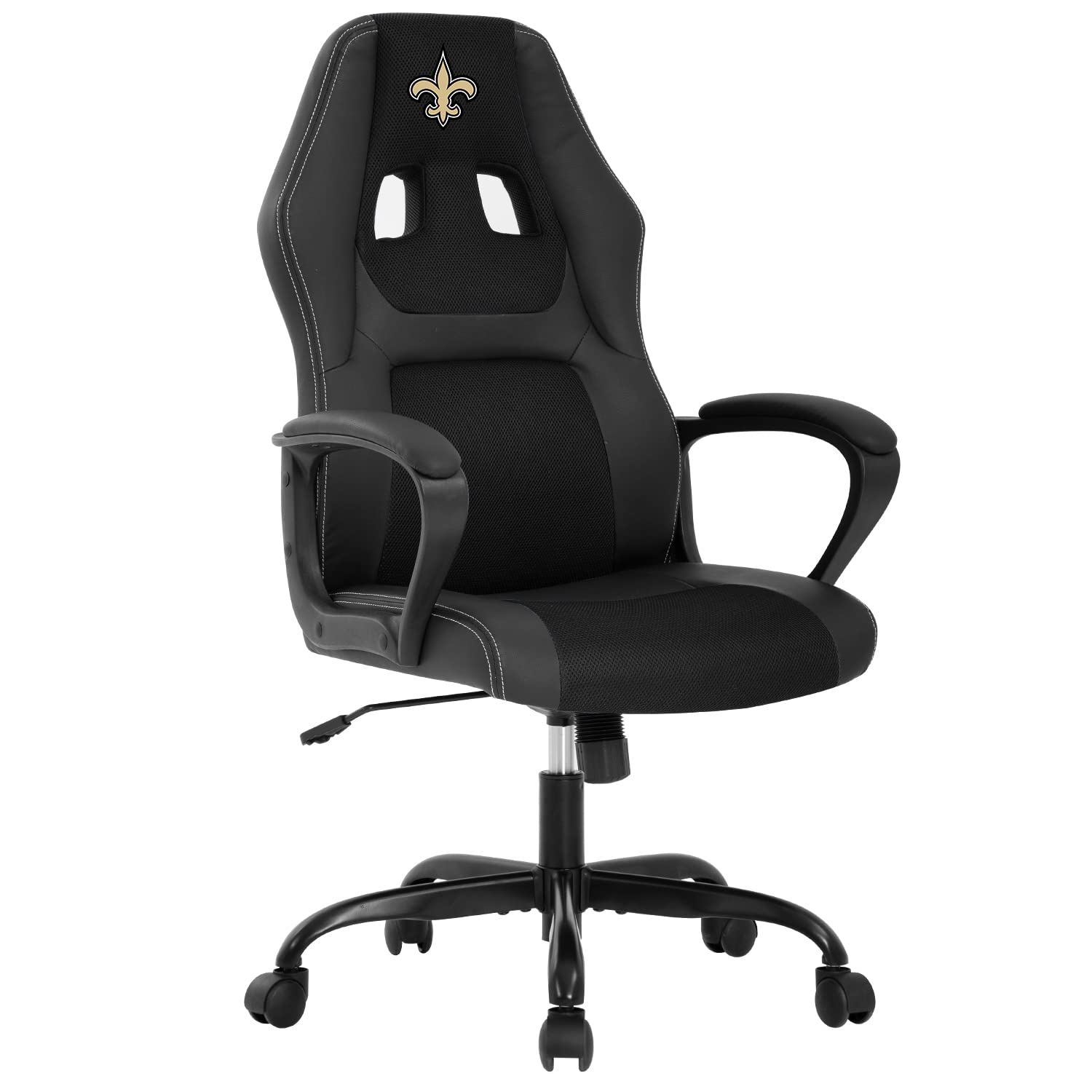 Office Chair PC Gaming Chair Cheap Desk Chair Ergonomic PU Leather Executive Computer Chair Lumbar Support for Home Office (Black, NO)
