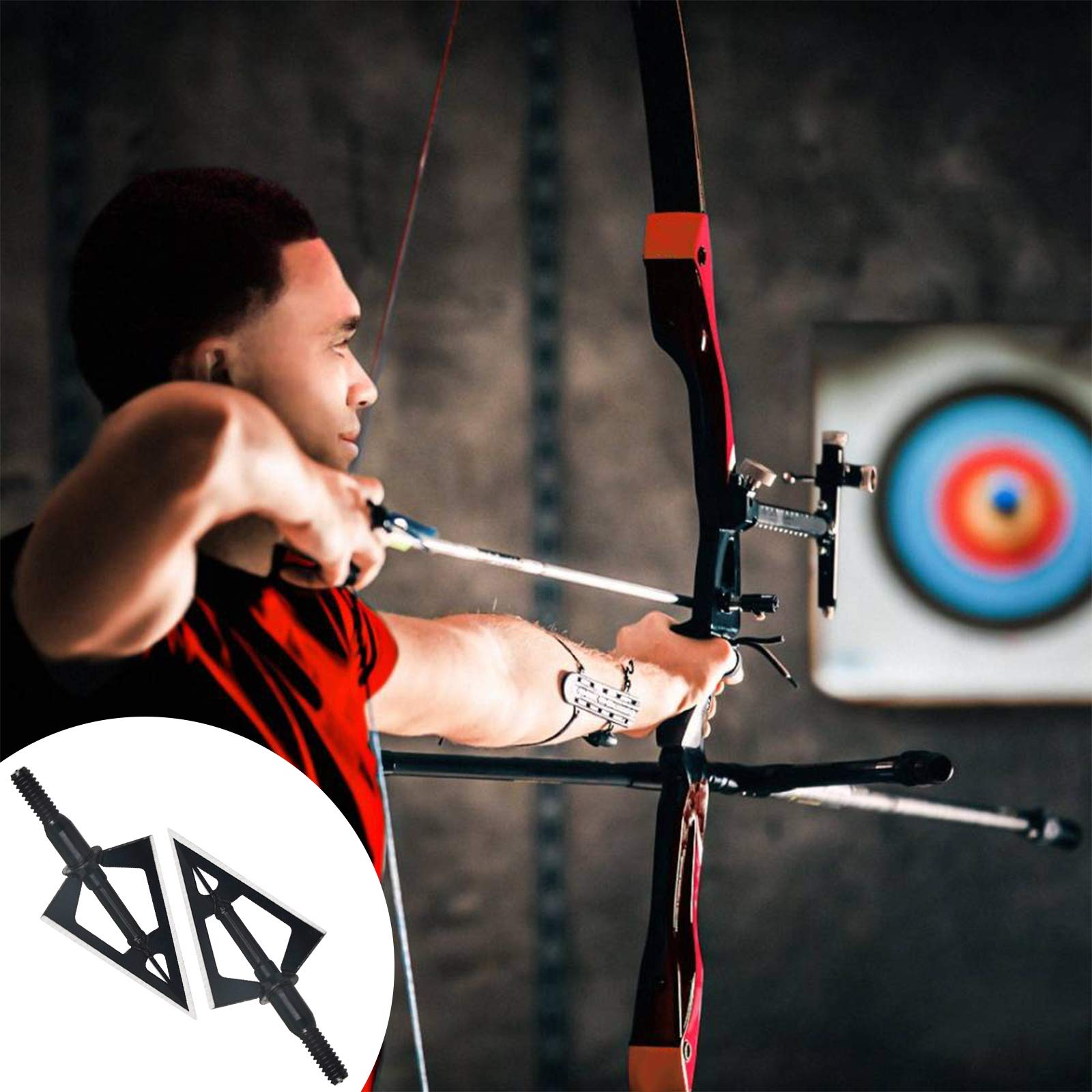 Tbrand Archery Broadheads Compound Bow Arrow Heads 100 Grains Sharp Blades Arrowhead,black