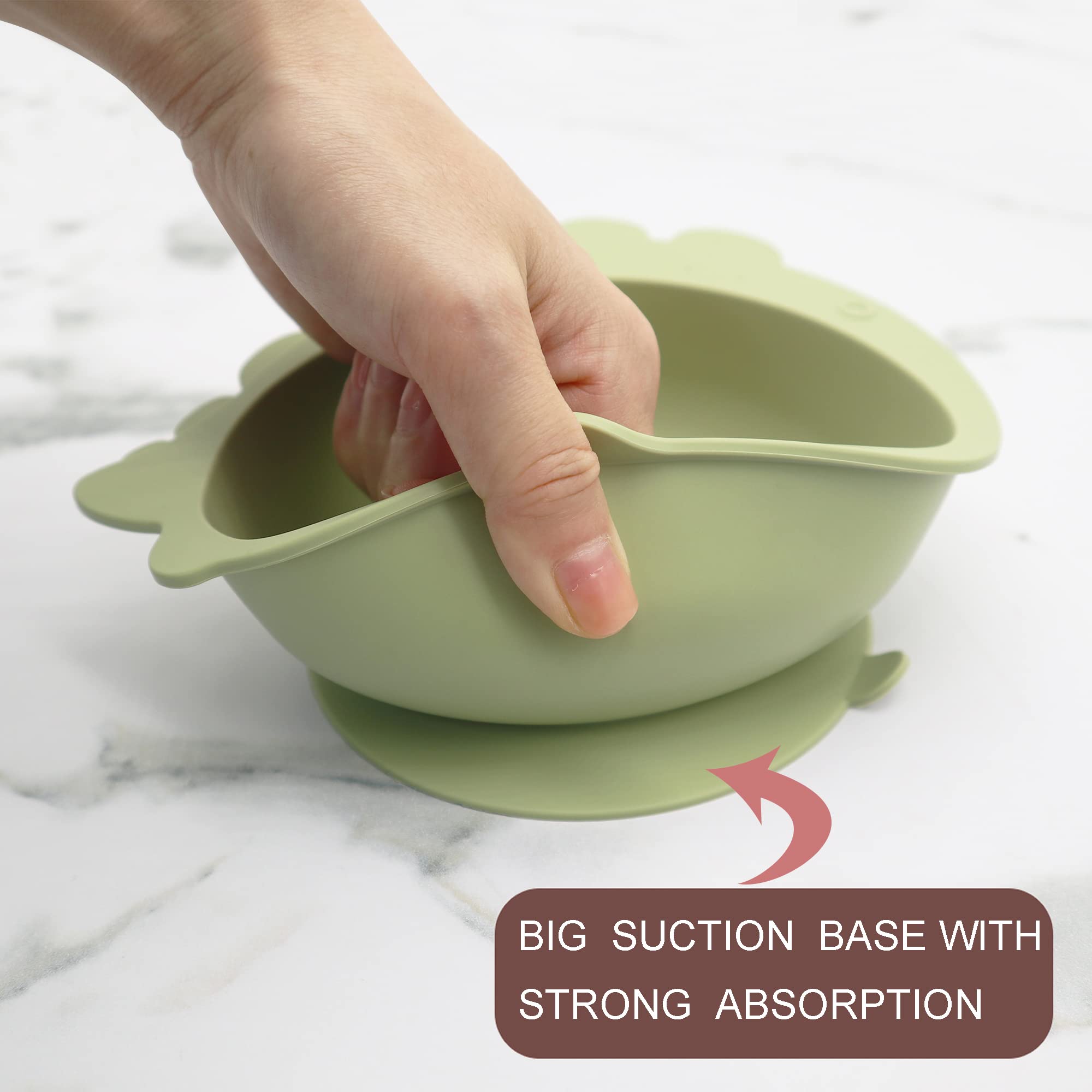 Rainbow & Butterflies |8 Piece| DINO Silicone Baby Feeding Set β |Bib, Suction Bowl, Suction Plate, Sippy Cup, 2-in-1 Straw & Snack Cup Lid, Straw & Spoon| β Food Grade Silicone, BPA Free (Olive)