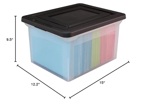 Office Depot® Brand Letter And Legal File Tote, 18"L x 14 1/4"W x 10 7/8"H, Clear/Black