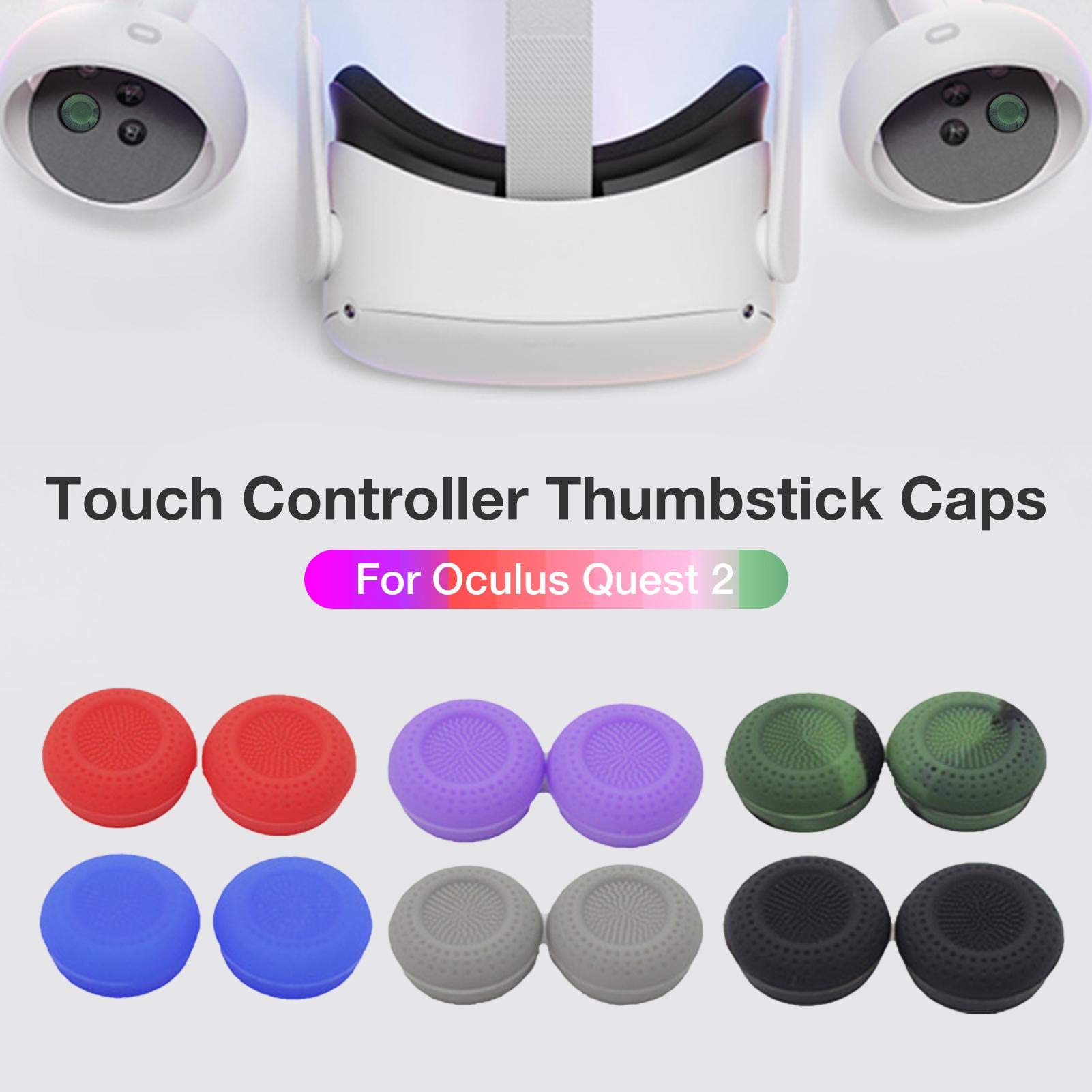 Silicone Thumbstick Caps for Oculus Quest 2 VR, Touch Controller Accessories Replacement Parts Soft Thumb Grip Cap Cover Multiple Colour, Silicone VR Protect Cover Anti-Skid Cap