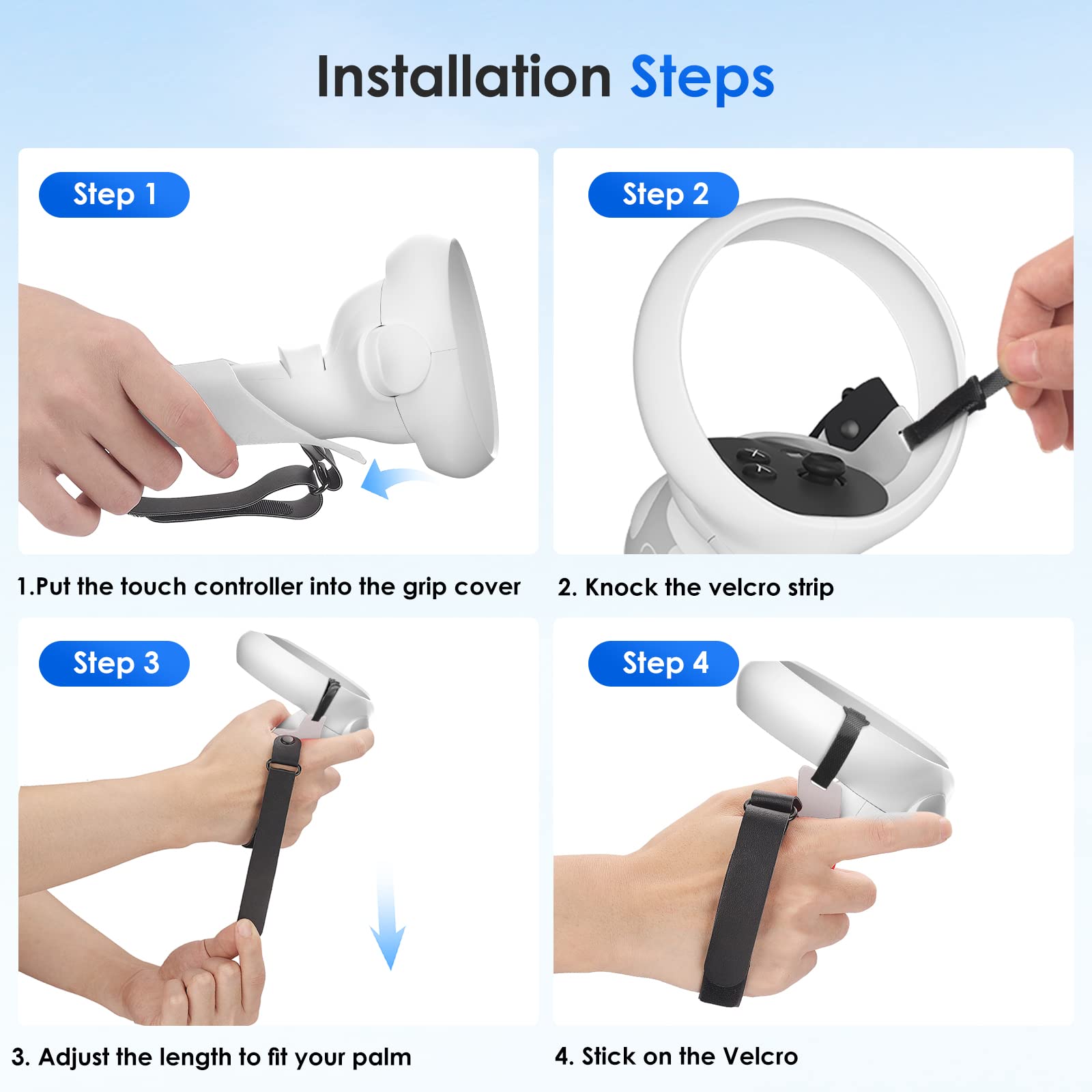 YRXVW Controller Grips Cover for Oculus Quest 2, Silicone Hand Grips Unibody Design with Adjustable Knuckle Strap Accessories Compatible with Quest 2 (White)