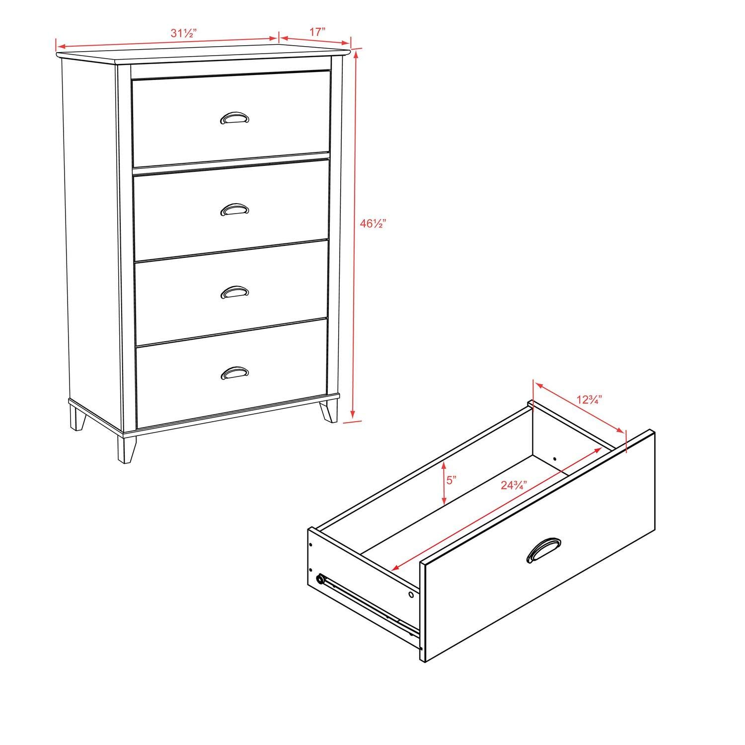 Prepac Yaletown 4-Drawer Chest, Espresso
