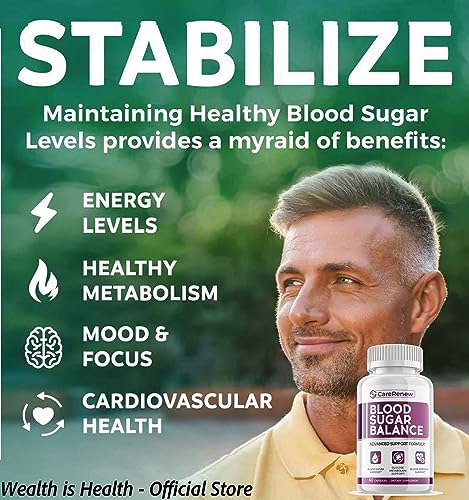 Official CareRenew Sugar Support Capsules - Care Renew Bl00d Gluc0se Sugar Balance Support Supplement (2 Bottles of 60 Capsules)