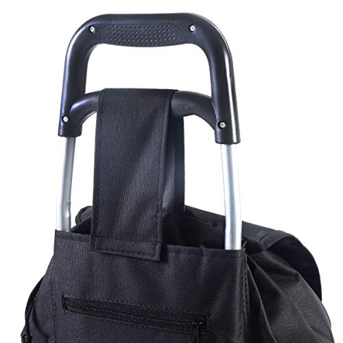 SPSUPE Foldable Shopping Carts Trolley, Grocery Cart Dolly with Wheels, Removable Push Bag, Pull Utility for Groceries, Ideal for Apartment Picnic Beach Travel, Black