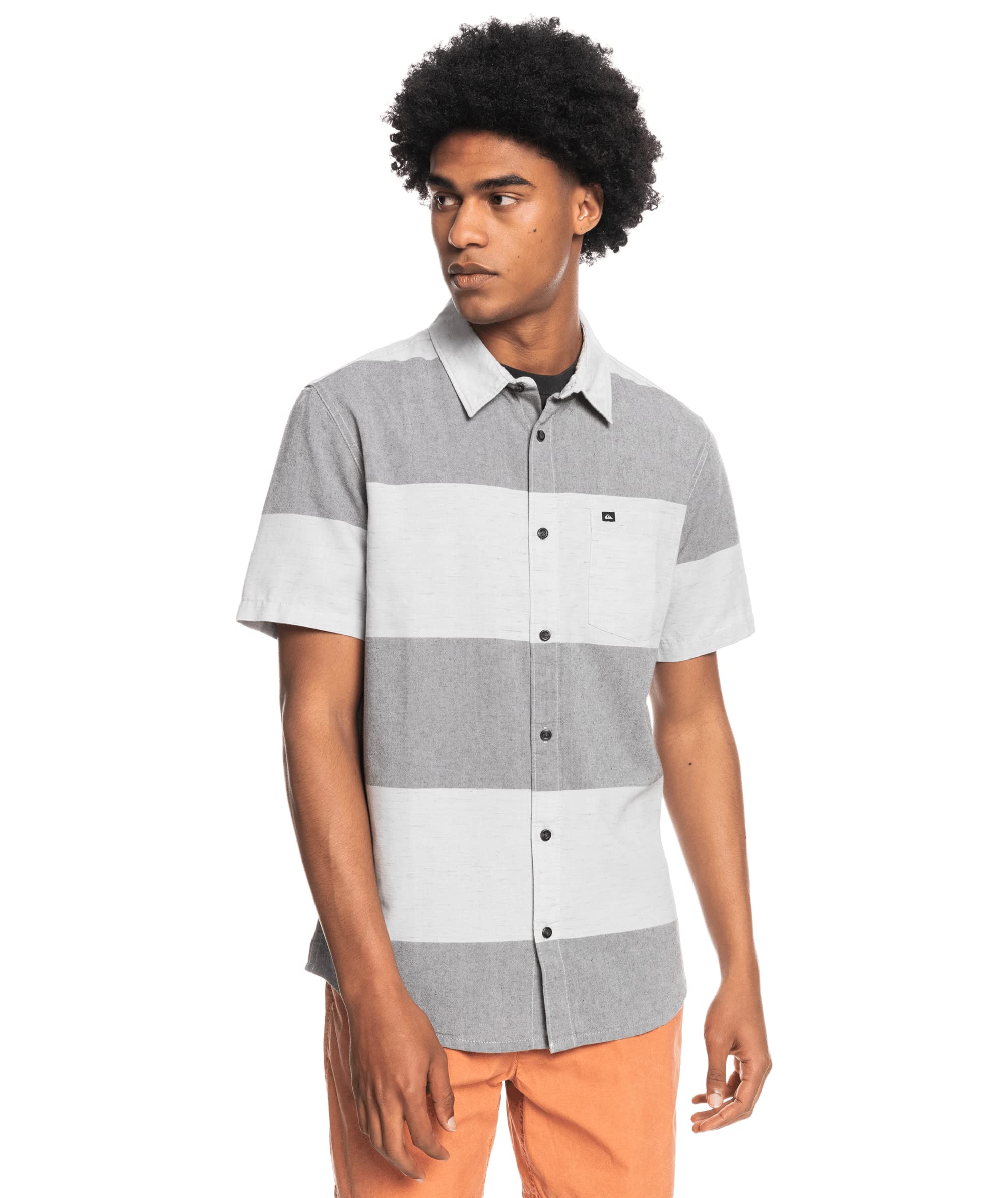 Quiksilver Men's Button Down Shirt, Tarmac KALUA Kobi, Large