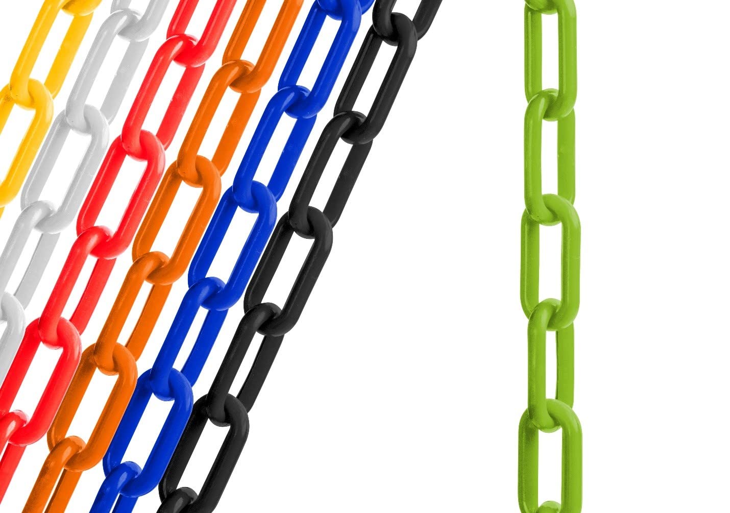 US Weight 2" x 25' Safety Green Plastic Chain with SunShield UV Resistant Technology - Durable Plastic Chain Links for Safety Chain Applications - Made in USA