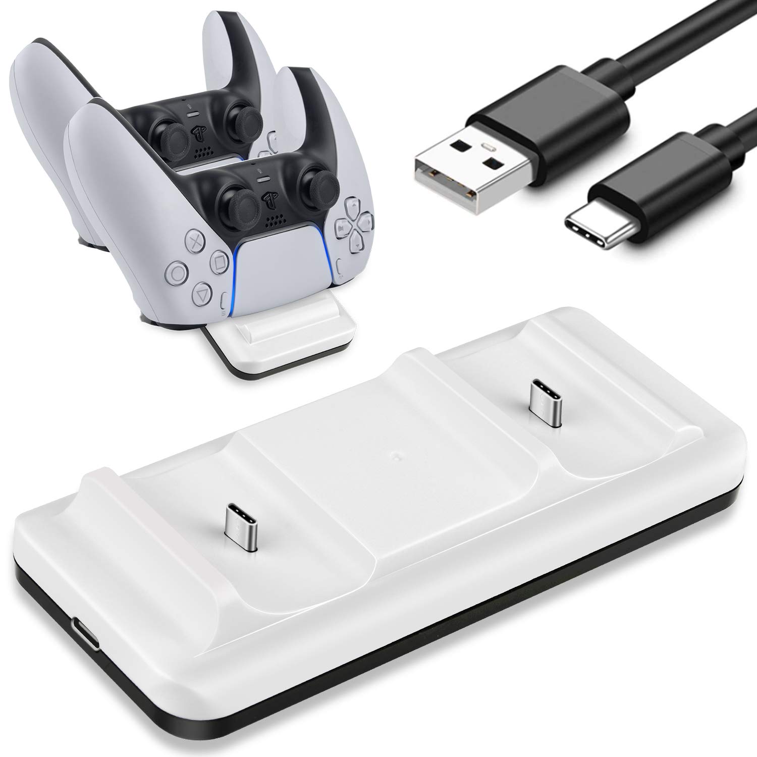 TechKen Charging Station with 2 Removable Type C Charging Port, White