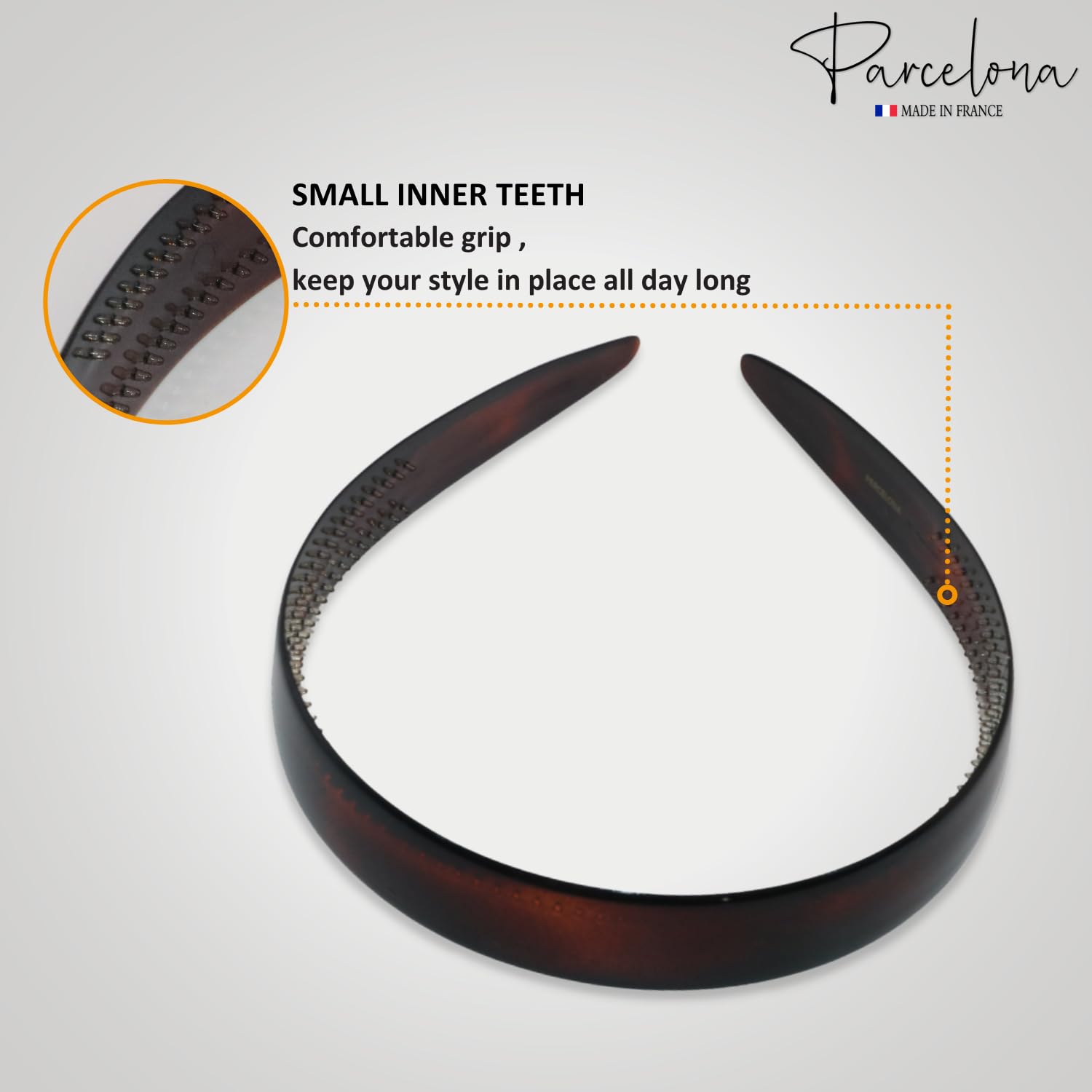 Parcelona French Wide 3/4" Shell Brown and Black Celluloid Set of 2 Headbands for Women