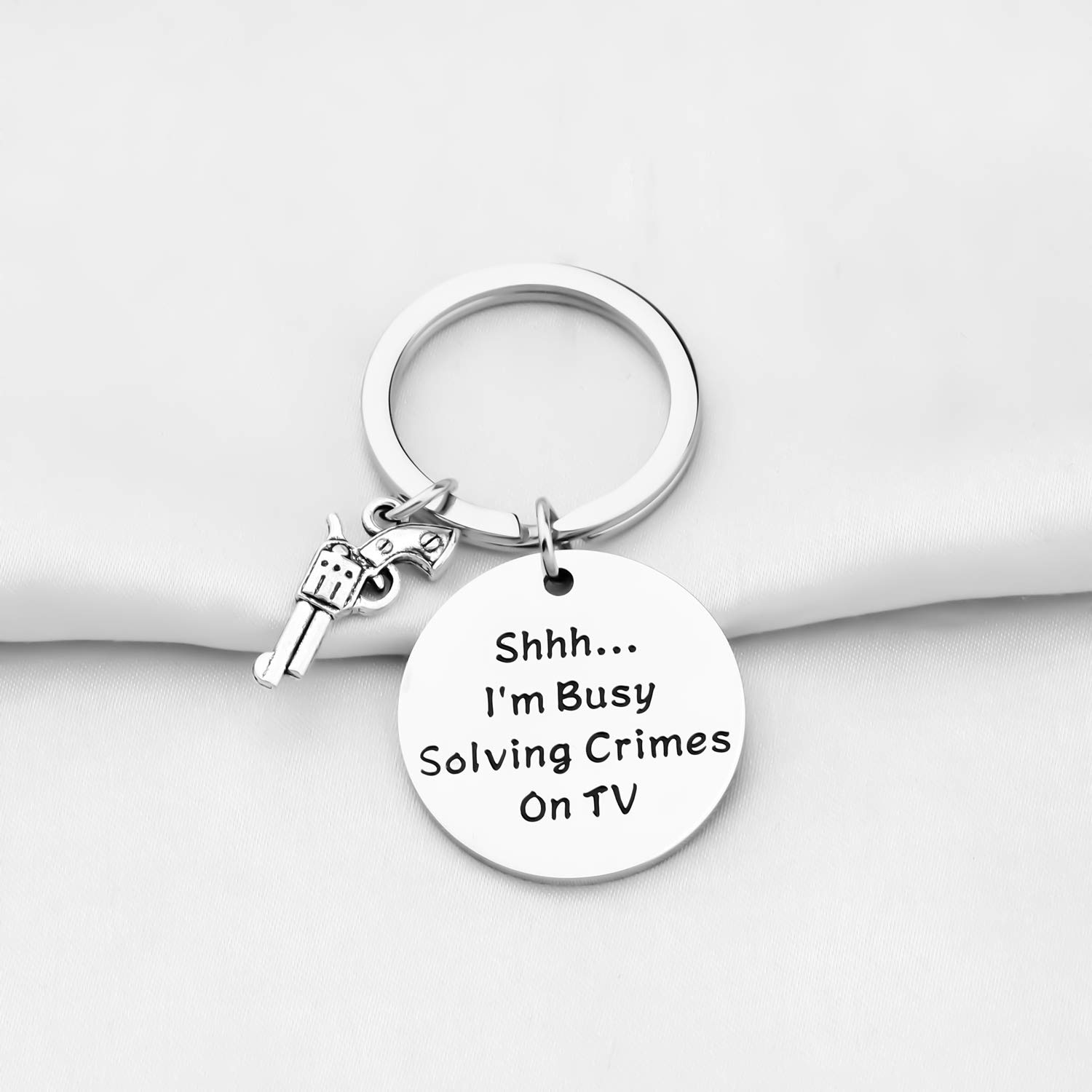 SEIRAA Criminal Minds TV Series Gifts Criminal Minds Inspired Keychain Criminal Minds Fans Gift Shhh I’m Busy Solving Crimes On TV (Crimes On TV Keychain)