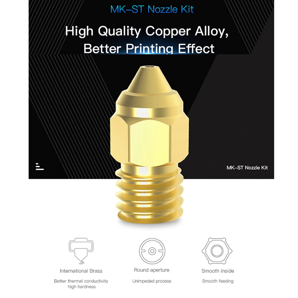 Official Creality Ender 3 S1 Nozzles, 0.25mm*1, 04mm*2, 0.6mm*1, 0.8mm*1 MK Brass 3D Printer Nozzle for Ender 3 S1 Pro/Ender-3 S1 Plus Sprite Extruder and Ender 3 Series, Ender 5 Series,CR 10 Series